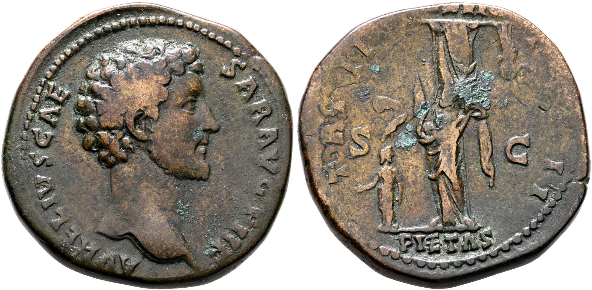 CoinArchives.com Search Results : Aurelius AND Sestertius AND Pietas